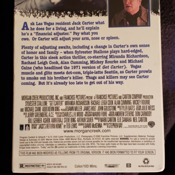 Warner Bros. | Accents | Stallone Get Carter Vhs Video Tape Movie ...